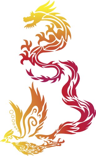 Fantastic creatures phoenix dragon hybrid animals Vector Image