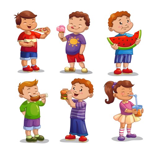Kids preparing their snacks Royalty Free Vector Image