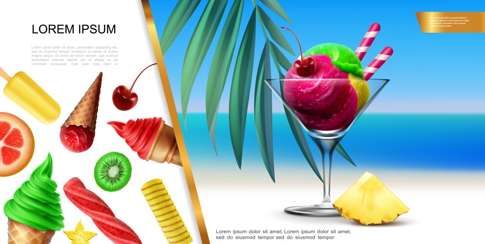 Realistic ice cream template Royalty Free Vector Image