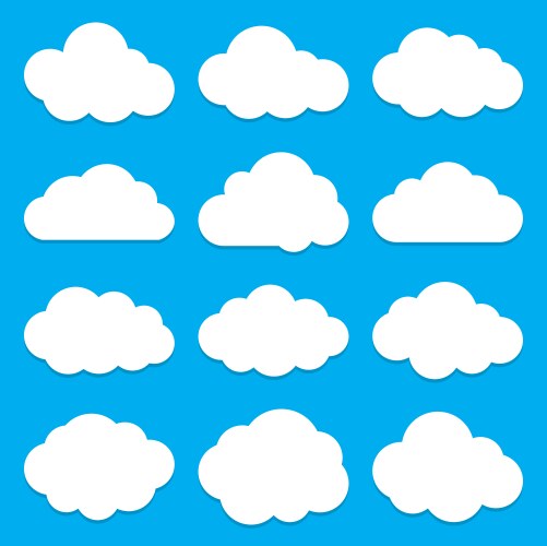 Cloud shapes collection set of thin line Vector Image