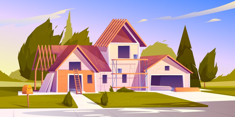 House thermal insulation works cartoon Royalty Free Vector