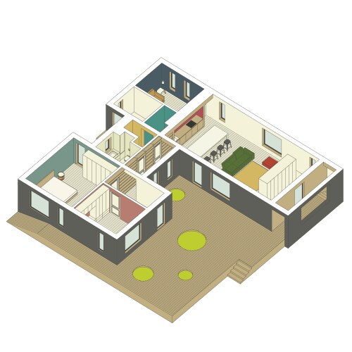 Isometric house cross-section Royalty Free Vector Image