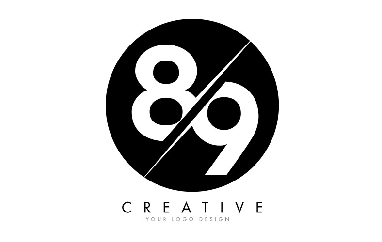 98 9 8 number logo design with a creative cut Vector Image