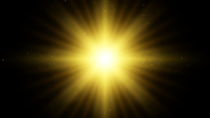Gold sun rays light star flare glare sparkles Vector Image