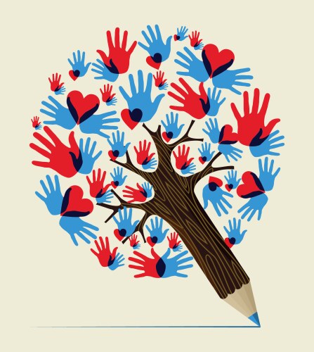 School education tree hand Royalty Free Vector Image