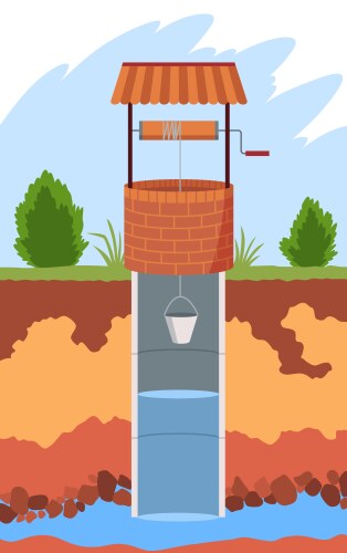 Water supply wells system structure of soil Vector Image