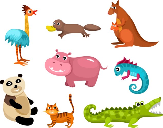 Cartoonish animals Royalty Free Vector Image - VectorStock