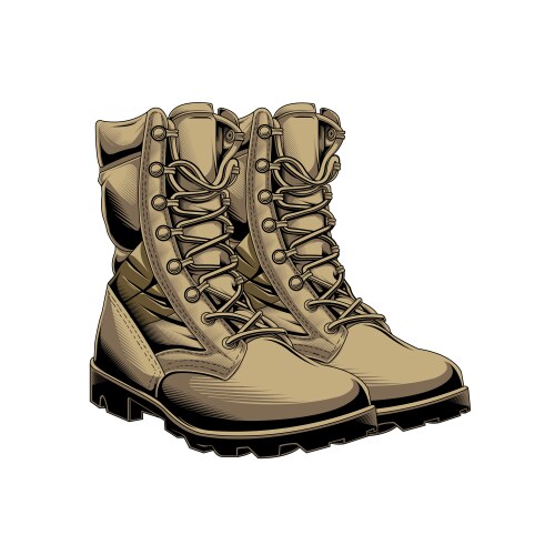 Military leather worn boots Royalty Free Vector Image