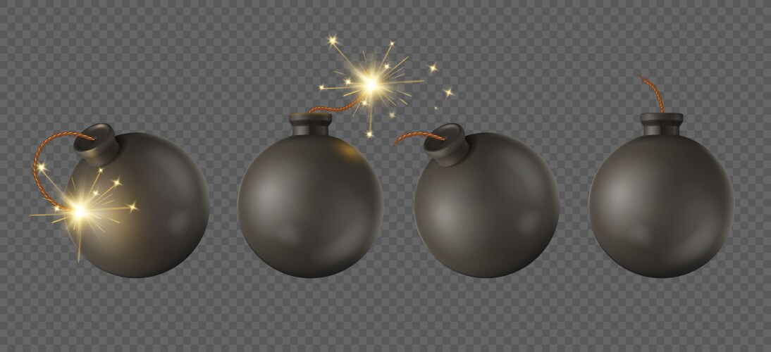 Realistic bomb with burning wick fuse tnt weapon Vector Image