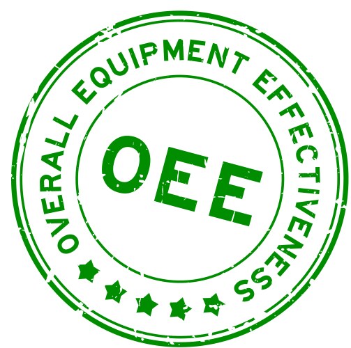 Grunge red oee overall equipment effectiveness Vector Image