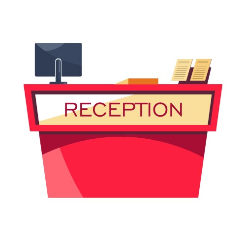 Reception desk cartoon Royalty Free Vector Image