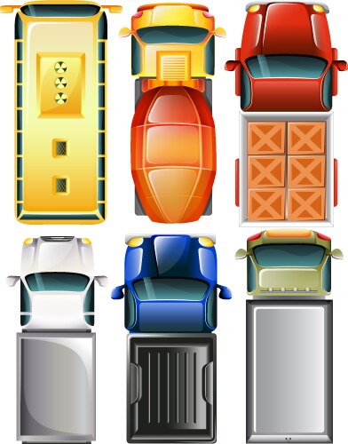 Group of Vehicles - Top View Royalty Free Vector Image
