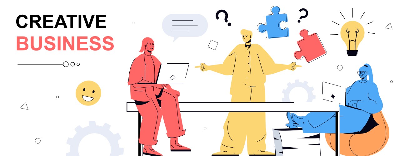 Creative business web concept with flat cartoon Vector Image