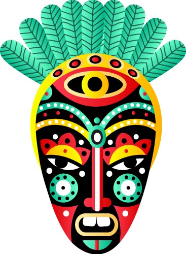 Cute colorful ritual african mask with red green Vector Image