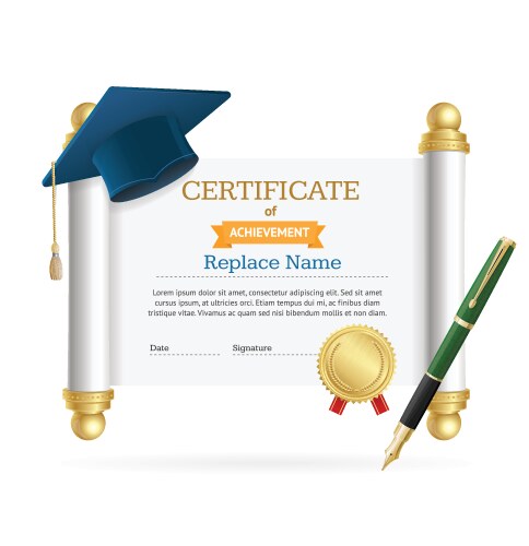 Diploma roll icon graduate letter with ribbon Vector Image