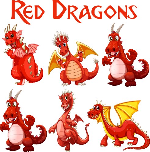 Red dragon with wings Royalty Free Vector Image