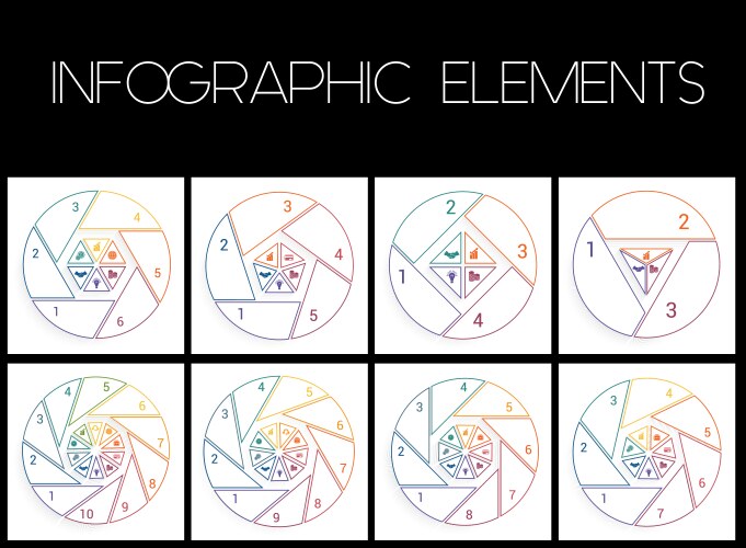 Diagram 9 cyclic processes step by colorful Vector Image