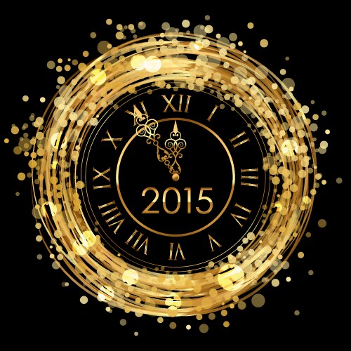 Gold new year clock on a transparent background Vector Image