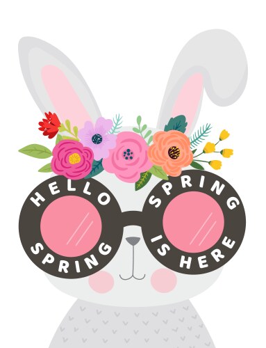 Easter eggs and cute white bunny with big eyes Vector Image