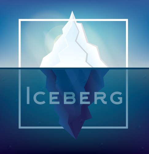 White iceberg on blue atlantic background Vector Image