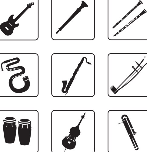 Wind instruments in sketch and cartoon style Vector Image