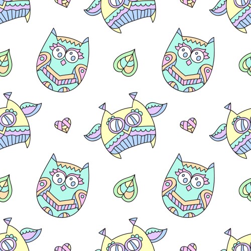Cute owl seamless pattern with native elements Vector Image