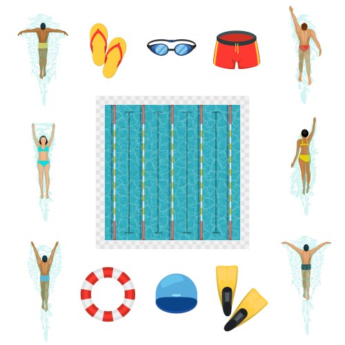 Swimmers in swimming pool Royalty Free Vector Image