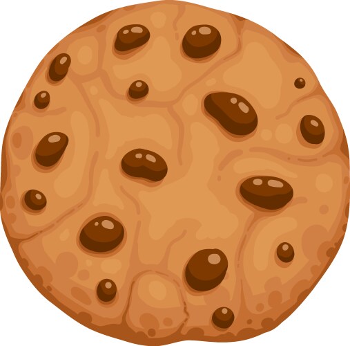 Bitten chocolate chip cookie text letters crunch Vector Image