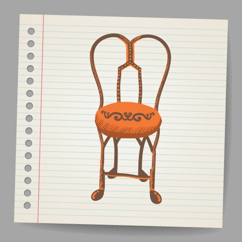 Chair with folded clothes doodle Royalty Free Vector Image