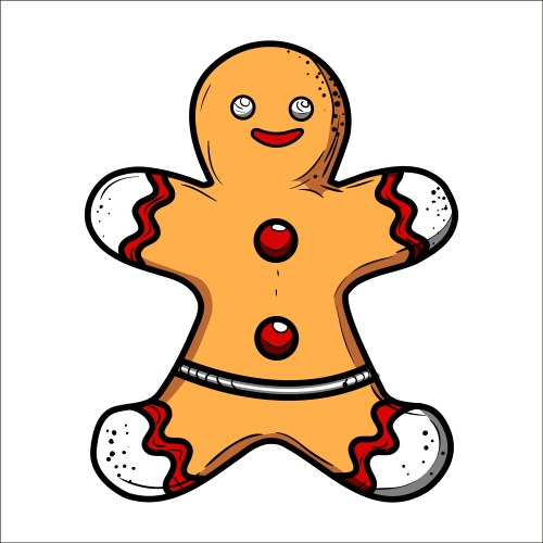 Gingerbread man decorated with icing hand drawn Vector Image