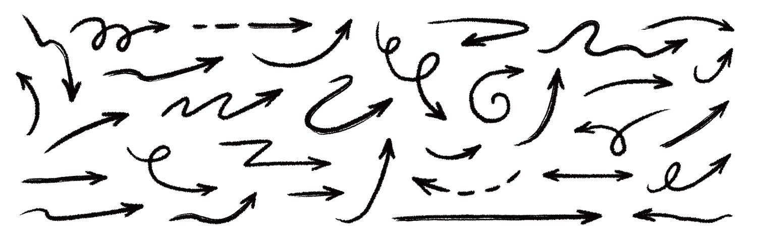 Arrow crayon brush fun kid chalk line stroke Vector Image