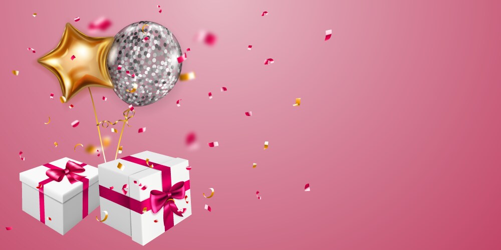 Background with gift boxes and balloons Royalty Free Vector