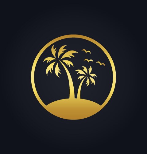 Travel tropic holiday gold logo Royalty Free Vector Image