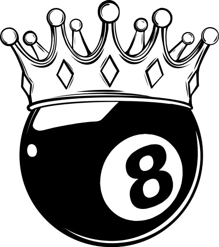 Pool 8 ball billiard wing crown boom Royalty Free Vector