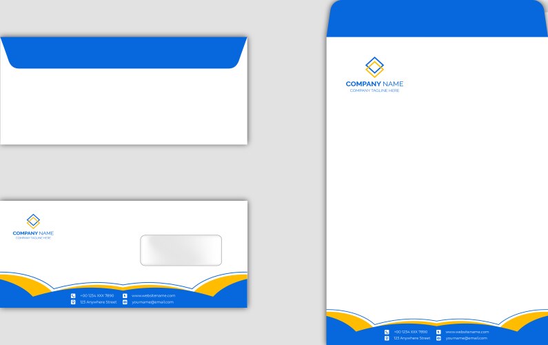 Corporate envelope design template set Royalty Free Vector