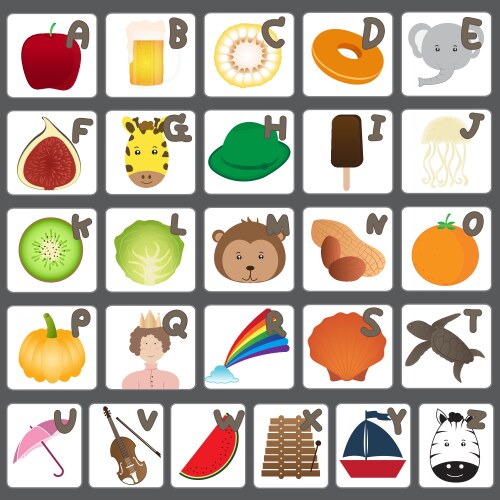 Funny alphabet letters with various designs Vector Image