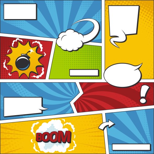 Cartoon comic backgrounds set speech bubble Vector Image