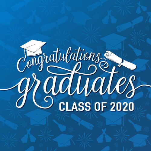 Congratulations graduates emblem design Royalty Free Vector