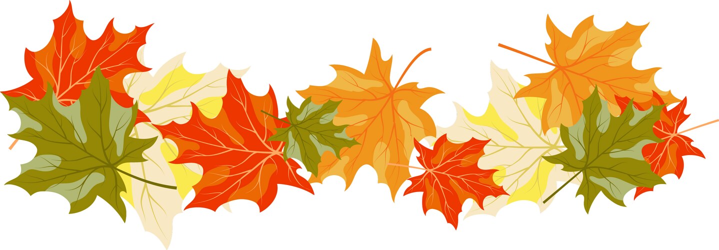 Autumn leaves text divider separator border Vector Image