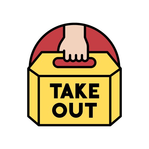 Chopsticks and noodles takeout box icon Royalty Free Vector