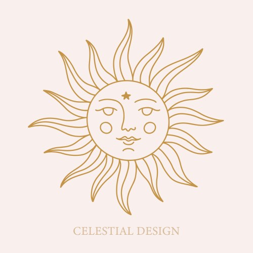 Antique style sun with face of the god apollo Vector Image