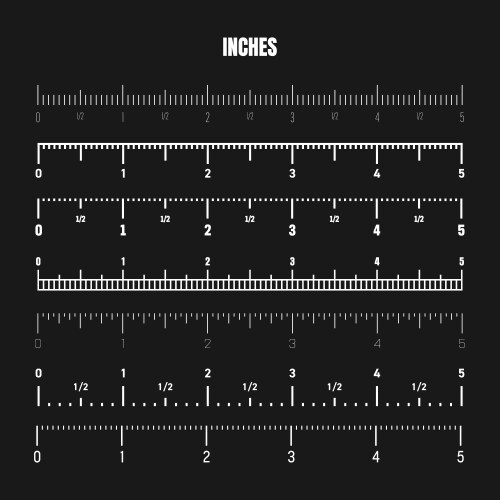 Realistic black inch scale for measuring length Vector Image