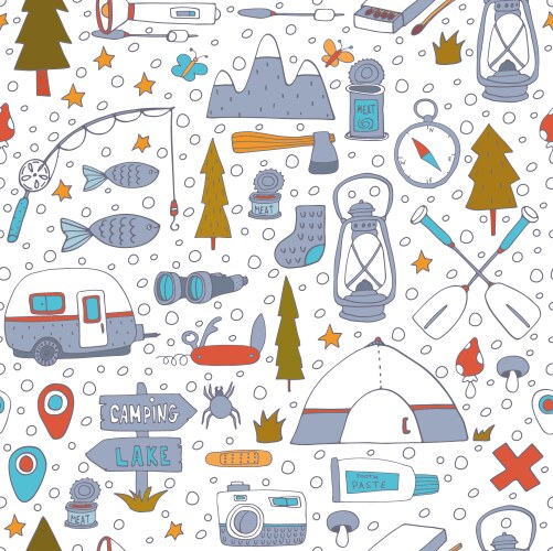 Seamless pattern with adventure equipment Vector Image