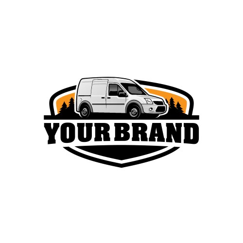 Combi van car vintage logo design Royalty Free Vector Image