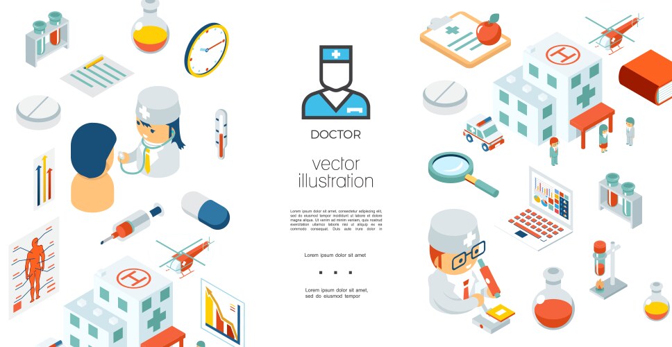 Set isometric medical workers and patients Vector Image