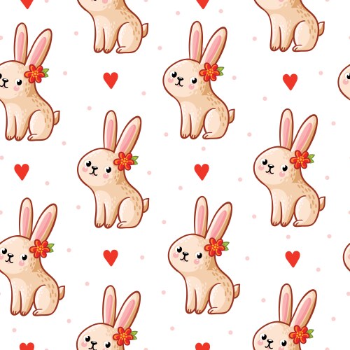 Seamless with cute rabbits Royalty Free Vector Image