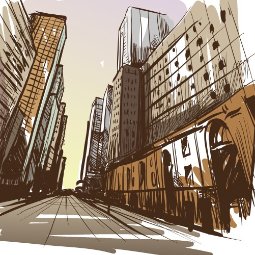 Hand drawn city plan sketch Royalty Free Vector Image