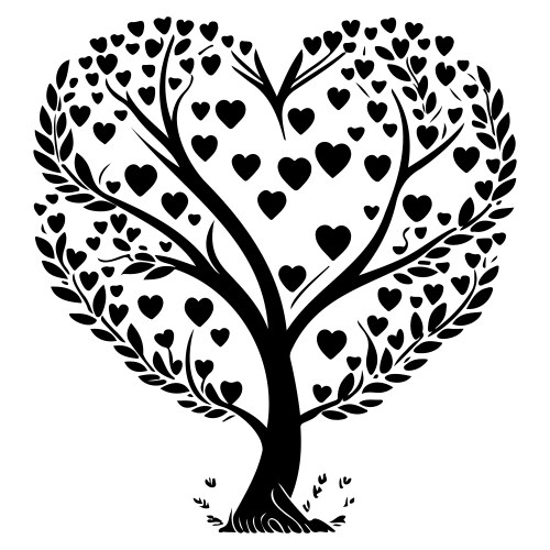 Love heart shaped tree valentine draw Royalty Free Vector