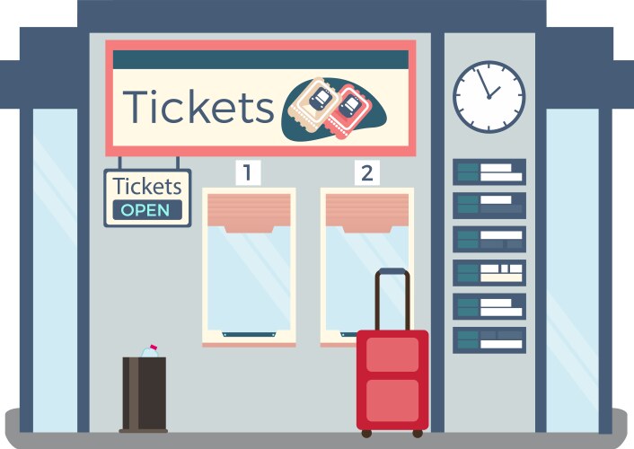 Cartoon boy selling ticket at the booth Royalty Free Vector