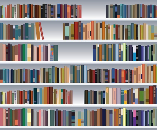 Book shelves and bookcase library bookstore Vector Image